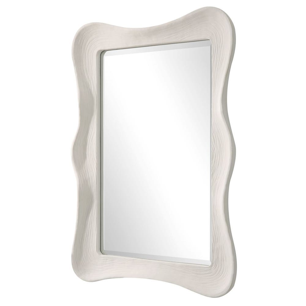 white framed mirror rectangle