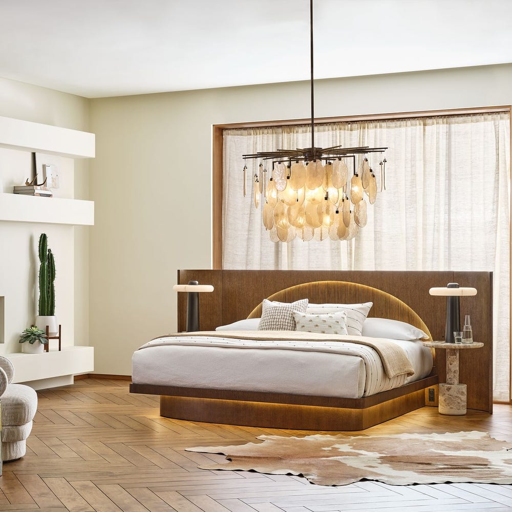 elevated platform bed with headboard